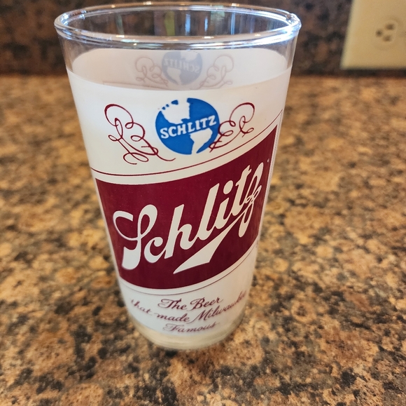 Schlitz Dining Vintage Schlitz Beer Glass With Red And White Design